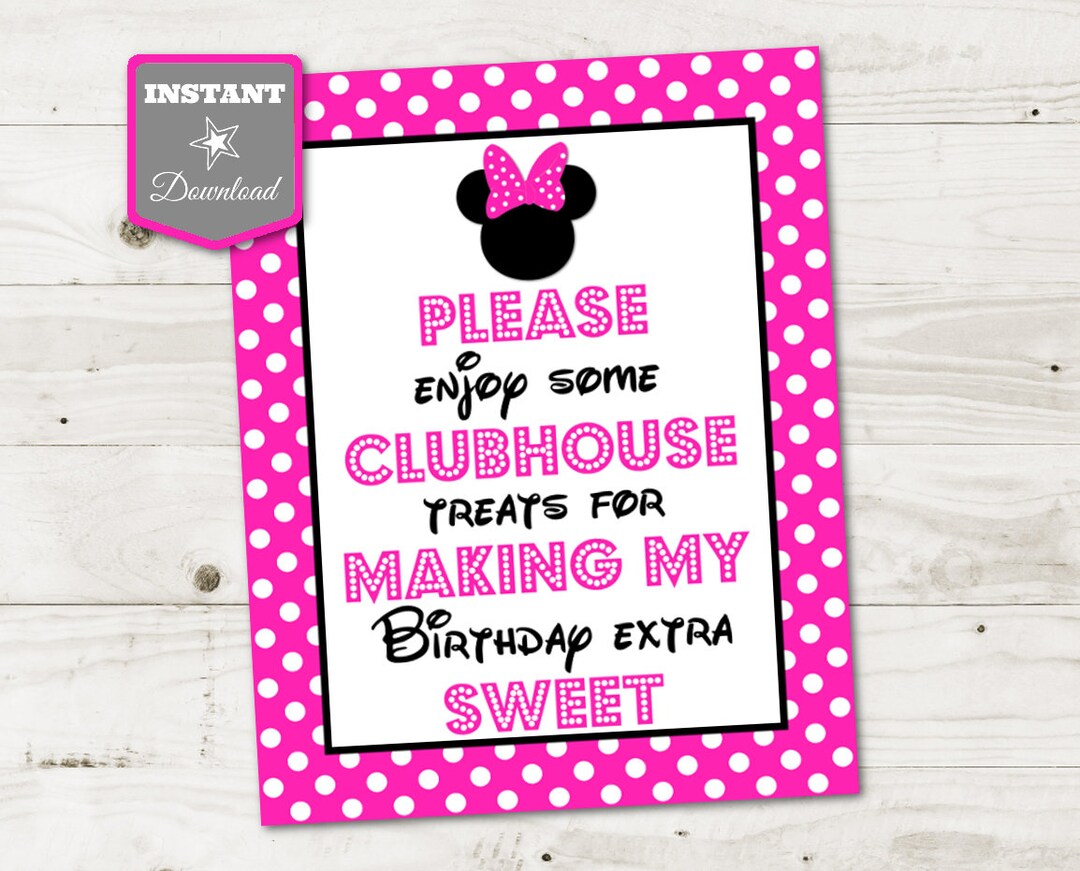 INSTANT DOWNLOAD Hot Pink Mouse 8x10 Clubhouse Sweets Sign / Hot Pink ...