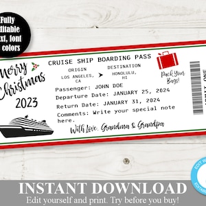 INSTANT DOWNLOAD Editable 8x3.25 Printable Cruise Ship Boarding Pass ...