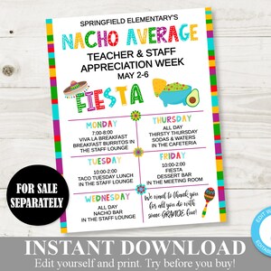 INSTANT DOWNLOAD Editable 8.5x11 Fiesta Mexican Teacher Appreciation ...