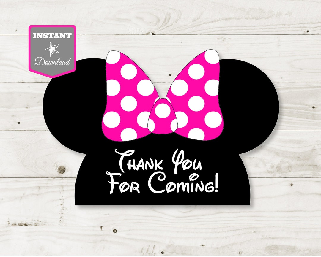 INSTANT DOWNLOAD Printable Hot Pink Mouse 6 Wide Favor Bag Toppers ...
