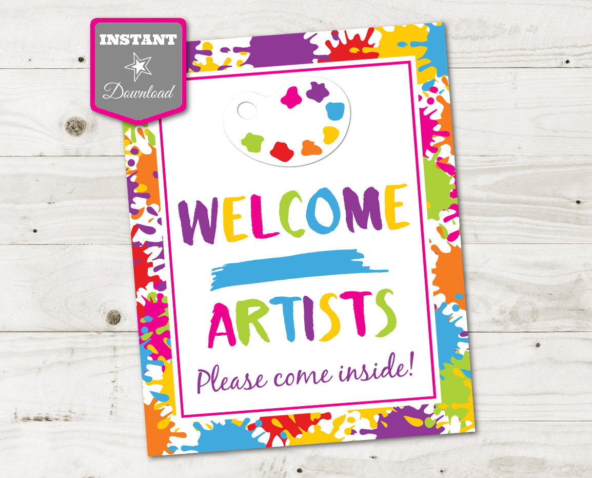 INSTANT DOWNLOAD Printable Art Party Birthday Party Sign Package ...