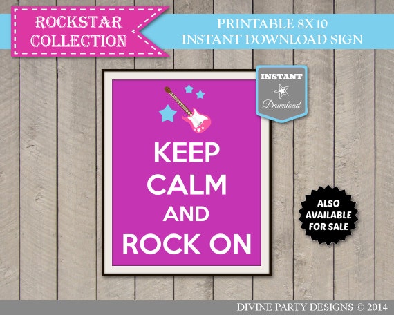 Rock Star Keep Calm and Rock On 8x10 Sign / Printable DIY / Purple ...