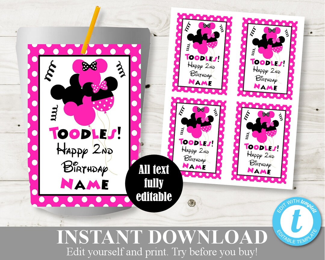 INSTANT DOWNLOAD Hot Pink Mouse Editable Printable 3.5x5 - Etsy