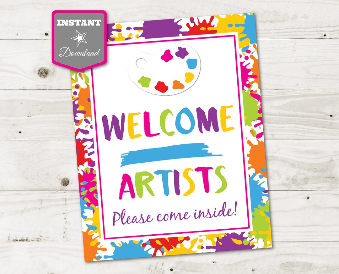 INSTANT DOWNLOAD Printable Art 8x10 Welcome Artists Party Sign ...