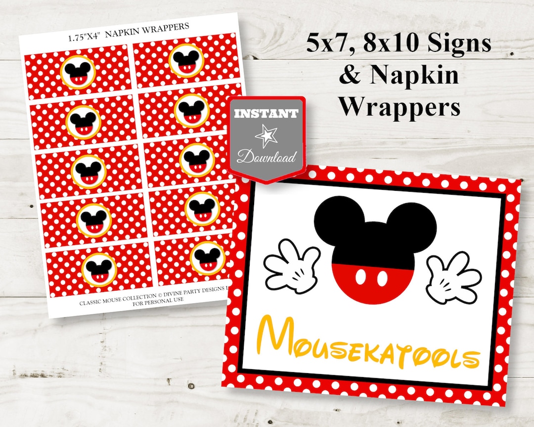 INSTANT DOWNLOAD Classic Mouse Printable 5x7 & 8x10 Mousekatools Sign ...