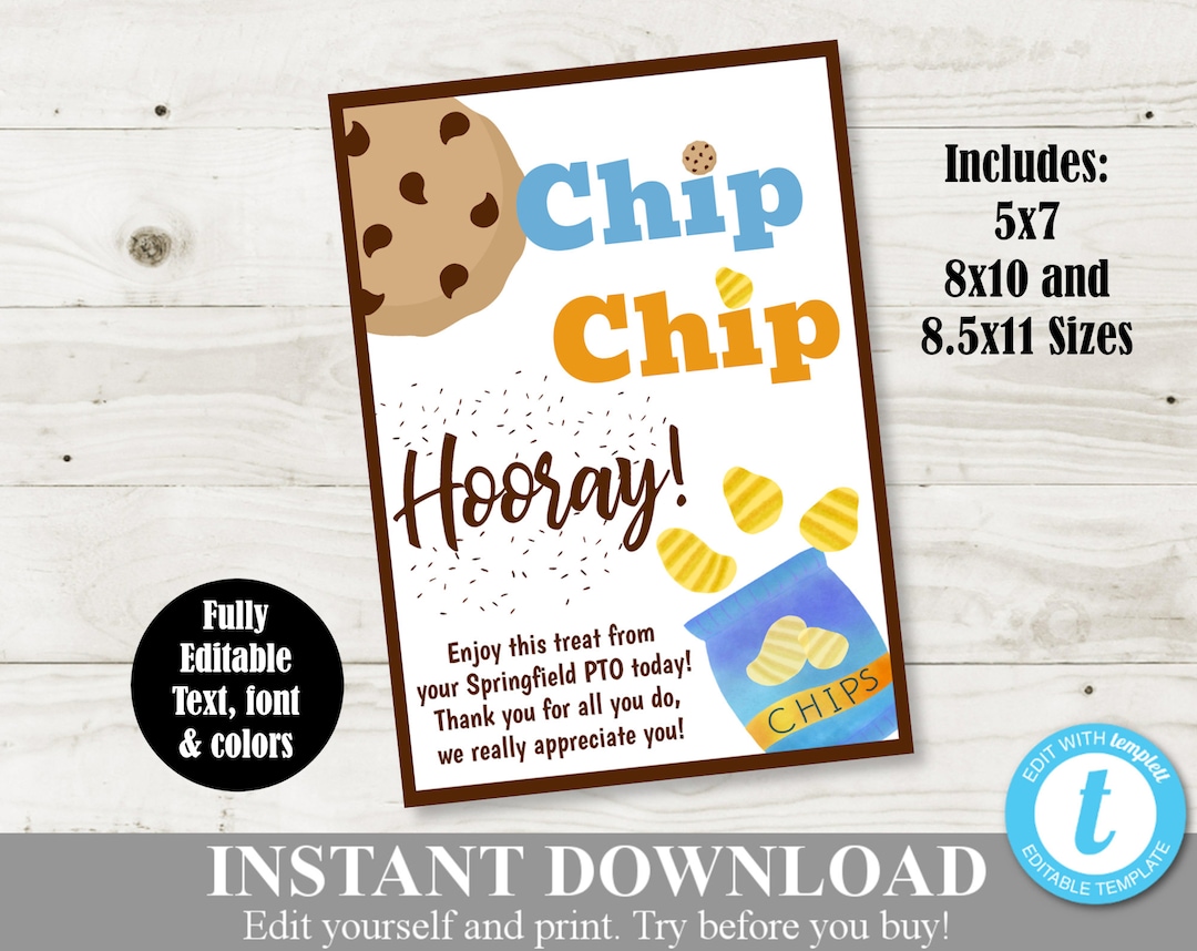 INSTANT DOWNLOAD Editable 5x7, 8x10 & 8.5x11 Chip Chip Hooray Sign ...