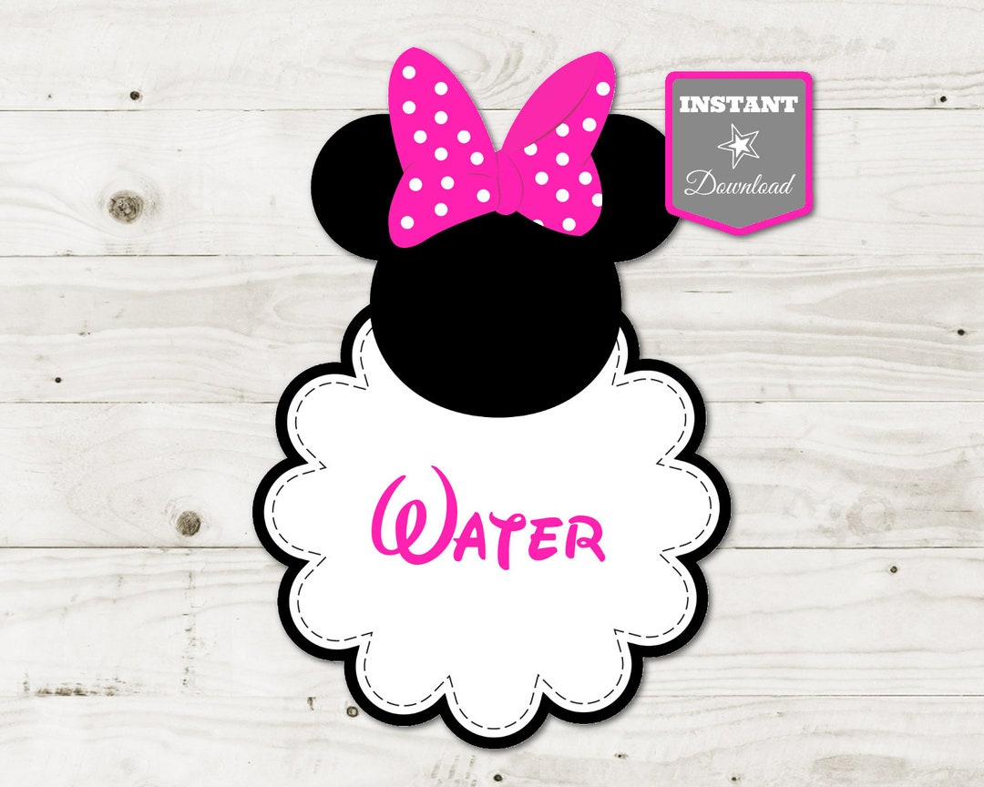 INSTANT DOWNLOAD Printable Hot Pink Mouse 10 Water Drink Dispenser Sign ...