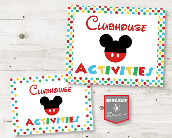 INSTANT DOWNLOAD Mouse 5x7 and 8x10 Clubhouse Activities Table Party ...