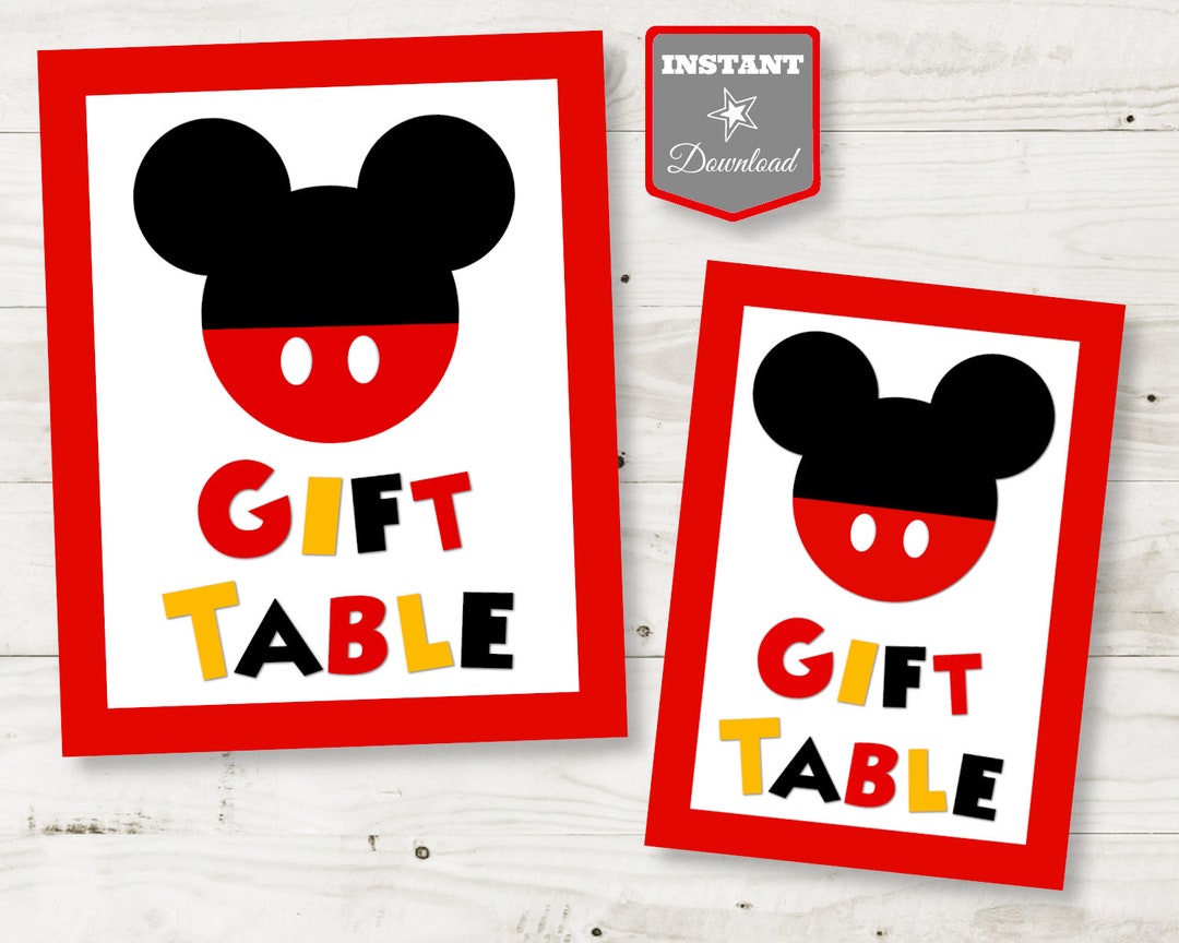 INSTANT DOWNLOAD Printable Classic Mouse 5x7 and 8x10 Gift Table Sign ...