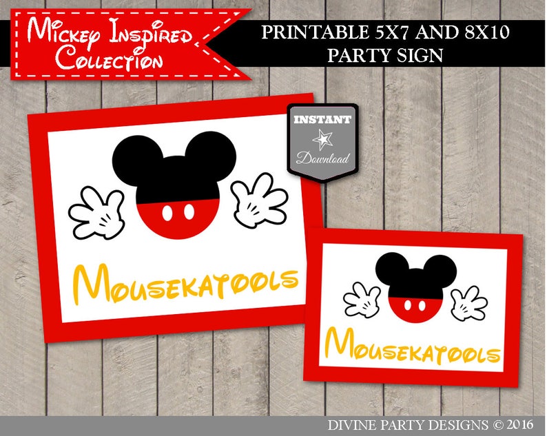INSTANT DOWNLOAD Mouse 5x7 or 8x10 Mousekatools Party Sign / | Etsy