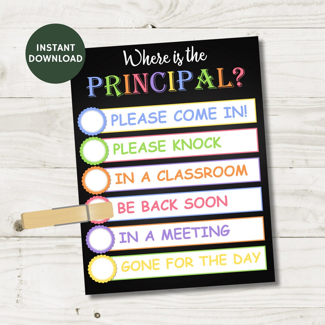 Printable 8.5"x11" Where is the Principal Door Sign, Back to School ...
