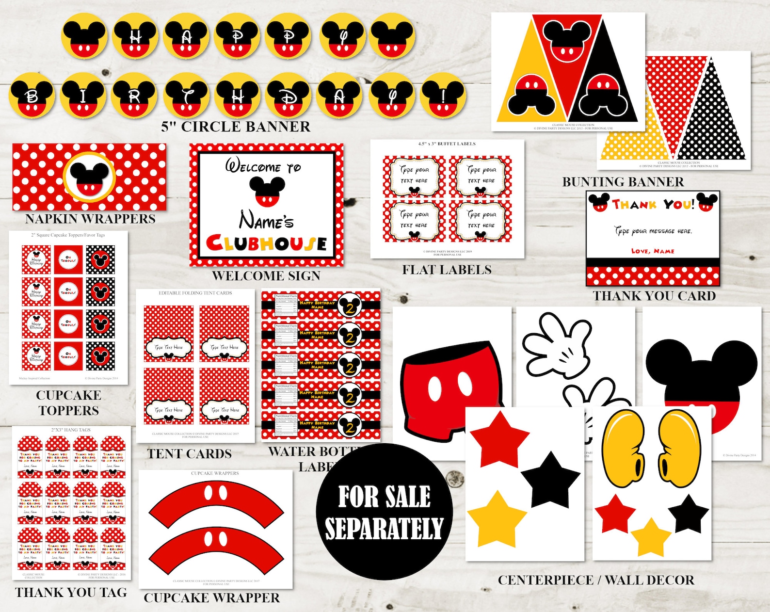 INSTANT DOWNLOAD Printable Classic Mouse Large 8x10 Sign Package / 12 ...