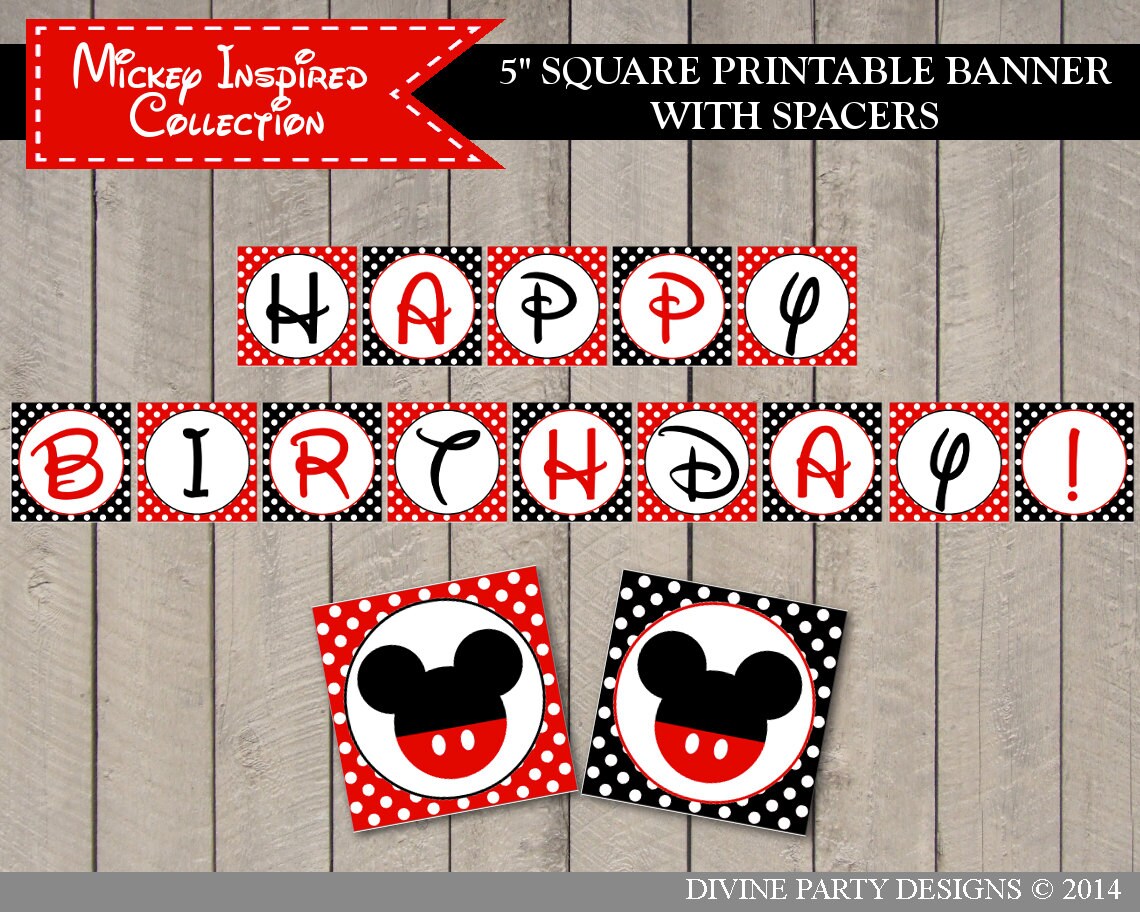 INSTANT DOWNLOAD Mouse Happy Birthday Party Banner / Printable - Etsy