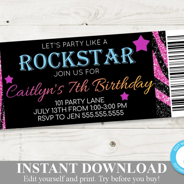 Rockstar Printable Party Decorations - Etsy