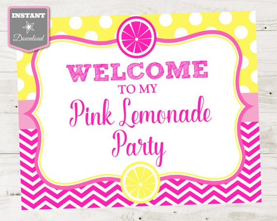 INSTANT DOWNLOAD Pink Lemonade Printable 8x10 Welcome Sign / Bright ...