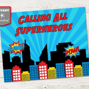 INSTANT DOWNLOAD Superhero Printable 8x10 Calling All Superheroes Sign ...