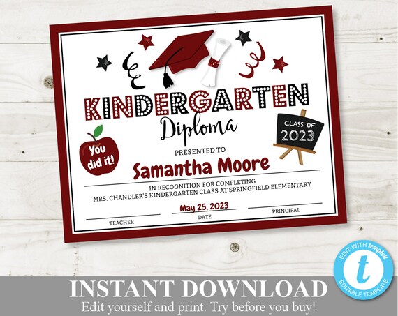 INSTANT DOWNLOAD Printable Editable Maroon & Black Kindergarten ...