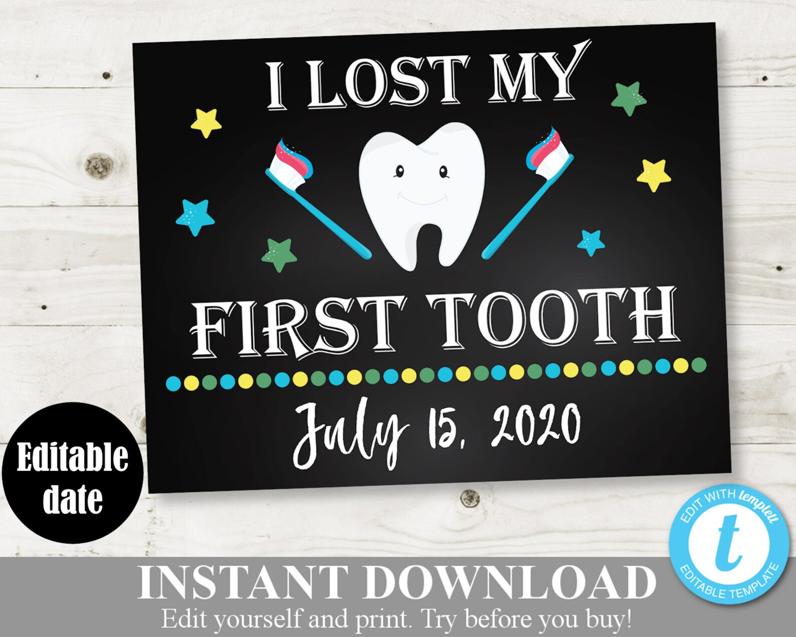 INSTANT DOWNLOAD Printable 8.5x11 I Lost My First Tooth Photo Prop Sign ...