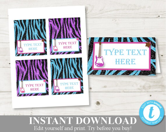 INSTANT DOWNLOAD Rock Star Editable Food Tent or Place Cards ...