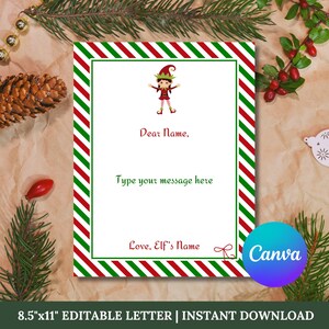 Editable 8.5x11 Girl Elf Letterhead, Editable on Canva, You Type Names ...