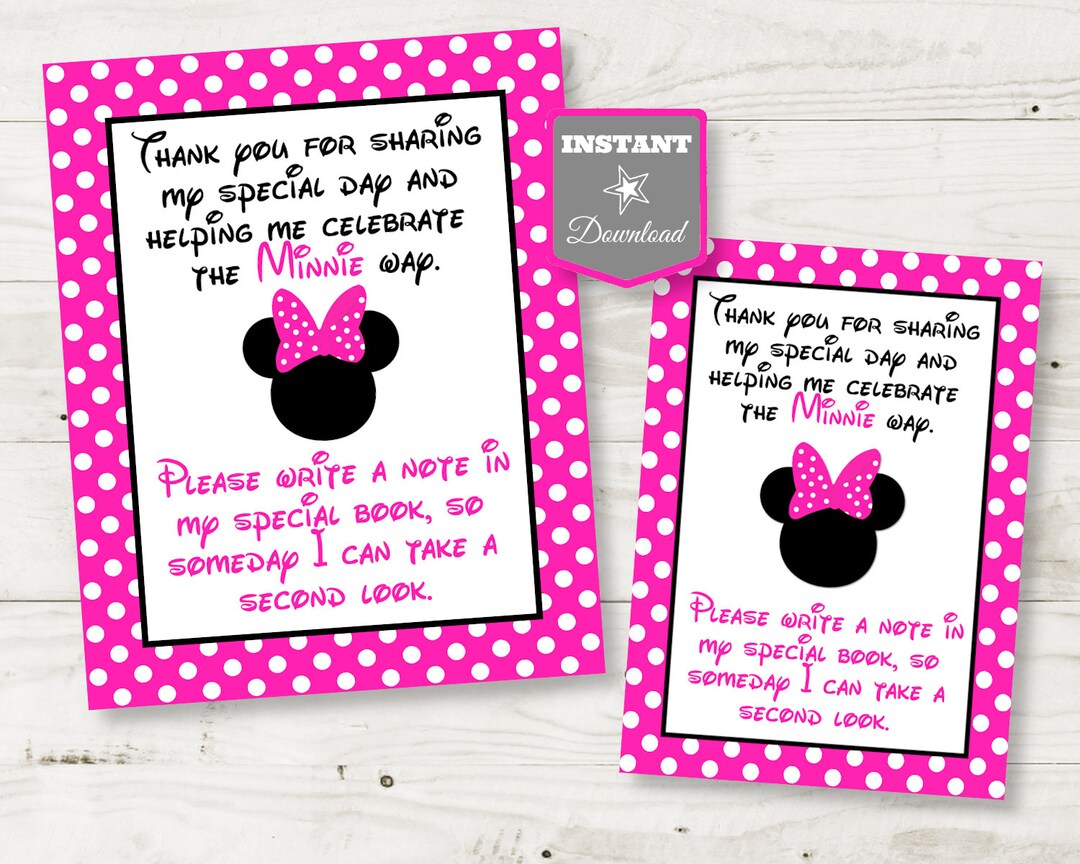 INSTANT DOWNLOAD Hot Pink Mouse 5x7 8x10 Autograph Guest Book Printable ...