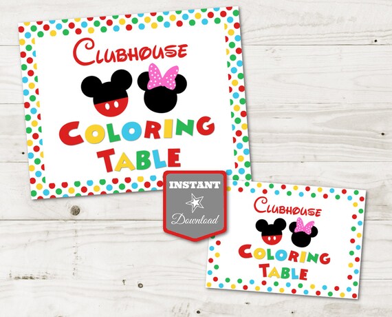 INSTANT DOWNLOAD Printable Clubhouse 5x7 and 8x10 Coloring Table Sign ...