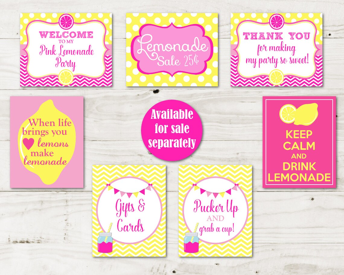 INSTANT DOWNLOAD Pink Lemonade Printable Lemonade Banner / - Etsy