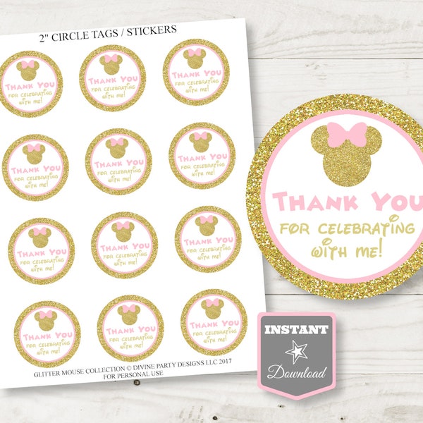 Minnie Mouse Thank You Stickers - Etsy
