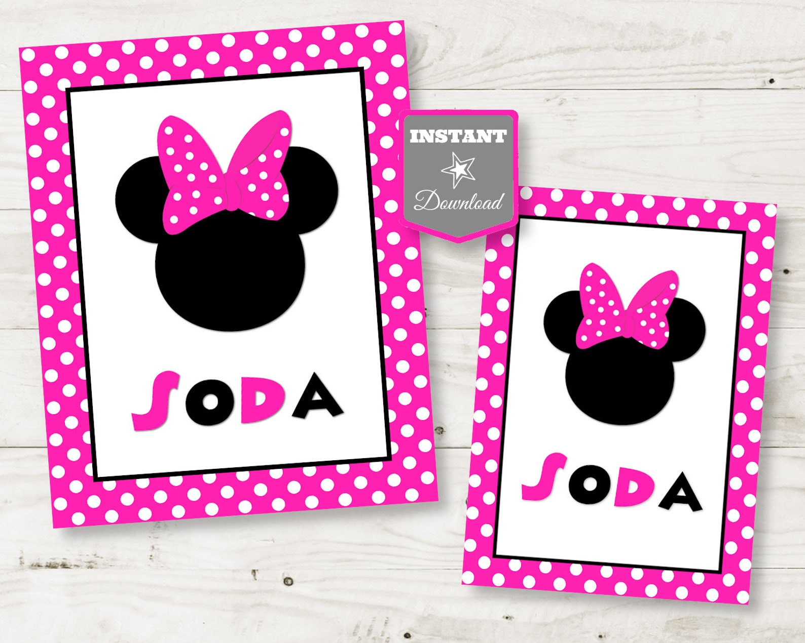 INSTANT DOWNLOAD Printable Hot Pink Mouse 5x7 and 8x10 Soda - Etsy