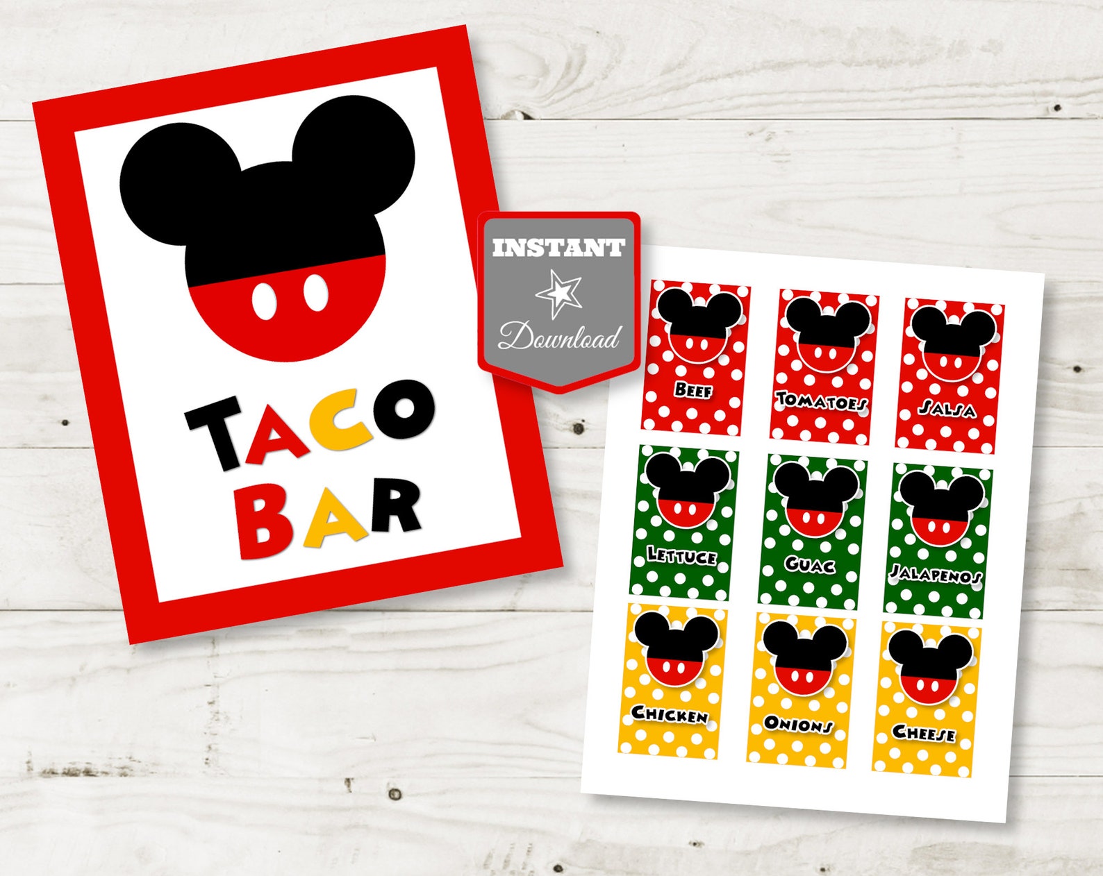 INSTANT DOWNLOAD Classic Mouse Taco Bar Party Sign / 8x10 / - Etsy