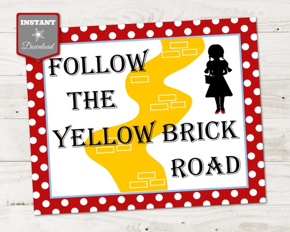 INSTANT DOWNLOAD Wizard of Oz Printable Follow The Yellow Brick Road ...