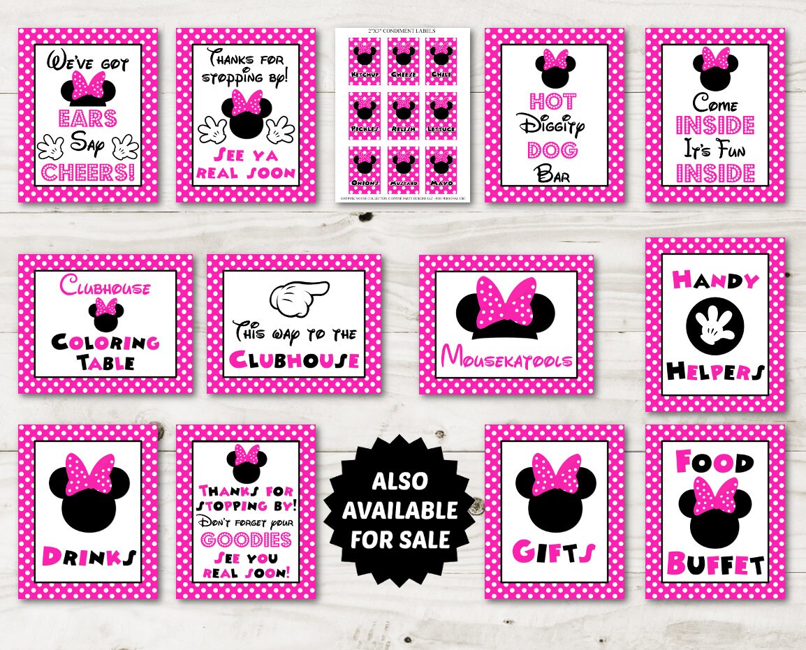 INSTANT DOWNLOAD Printable Hot Pink Mouse 10" T Tickle Me Pink Punch ...