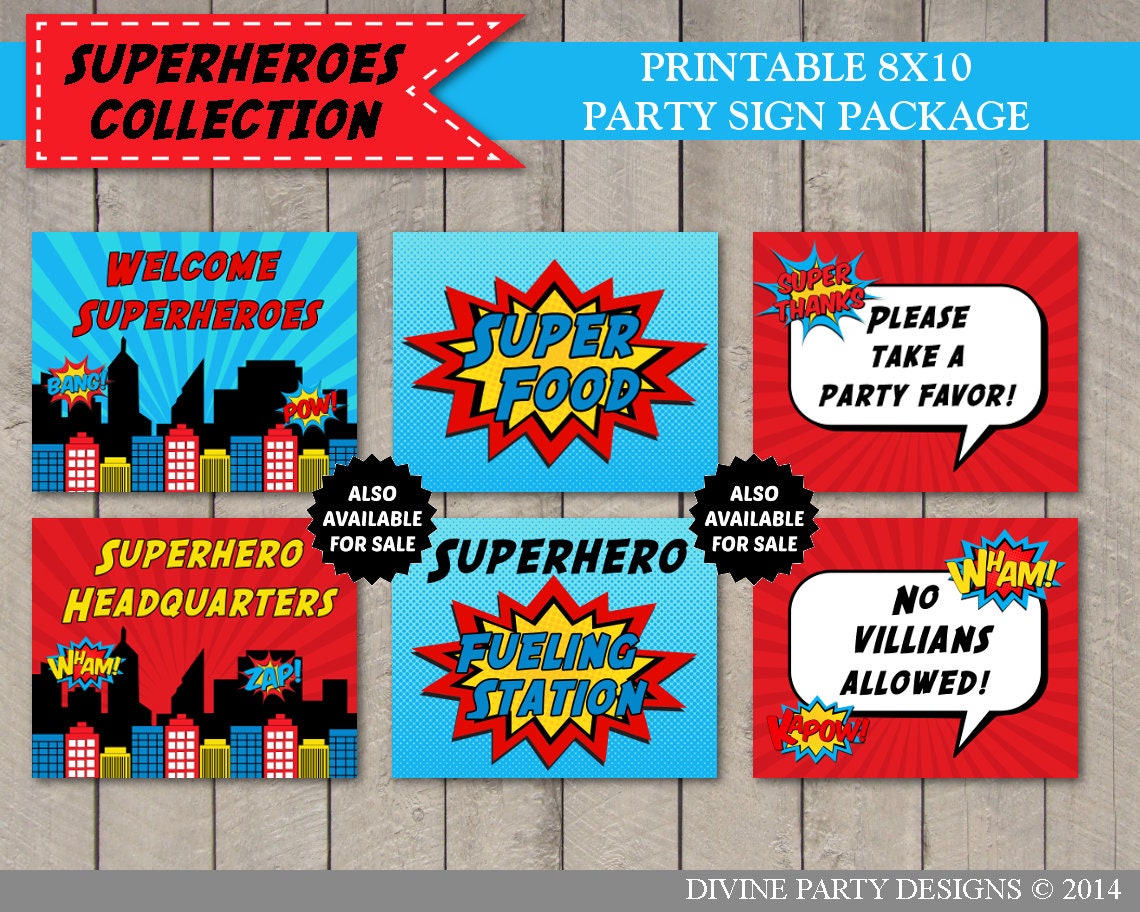 INSTANT DOWNLOAD Superhero Printable Wall Banner and Sign | Etsy