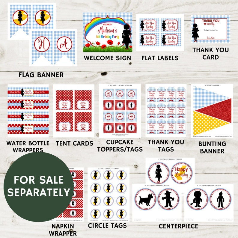 Oz Inspired Printable Editable Hang Tags, Type Any Text, Favor Tags ...