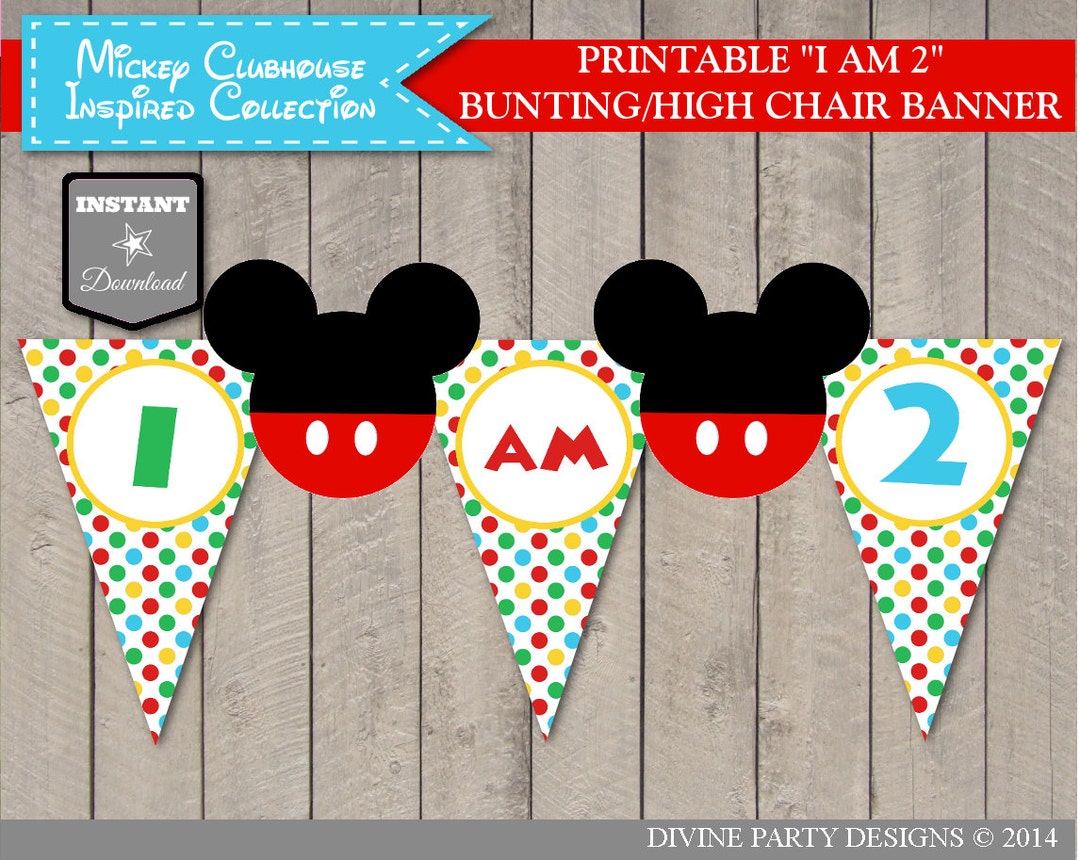 INSTANT DOWNLOAD Mouse Clubhouse I Am Two Printable Highchair - Etsy