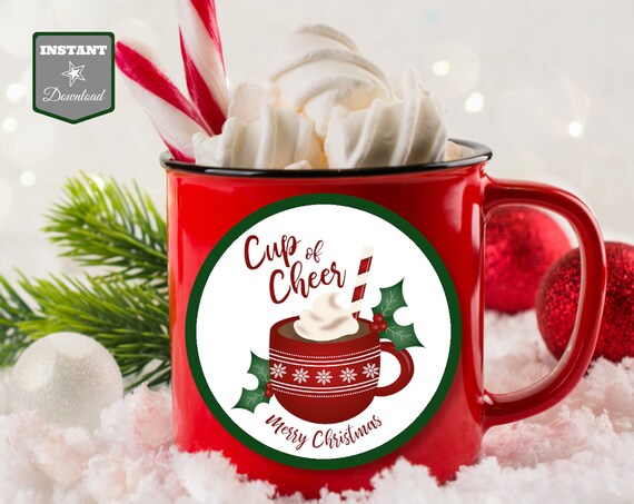 INSTANT DOWNLOAD Printable 2" Cup of Cheer Tags / Hot Cocoa / Hot ...