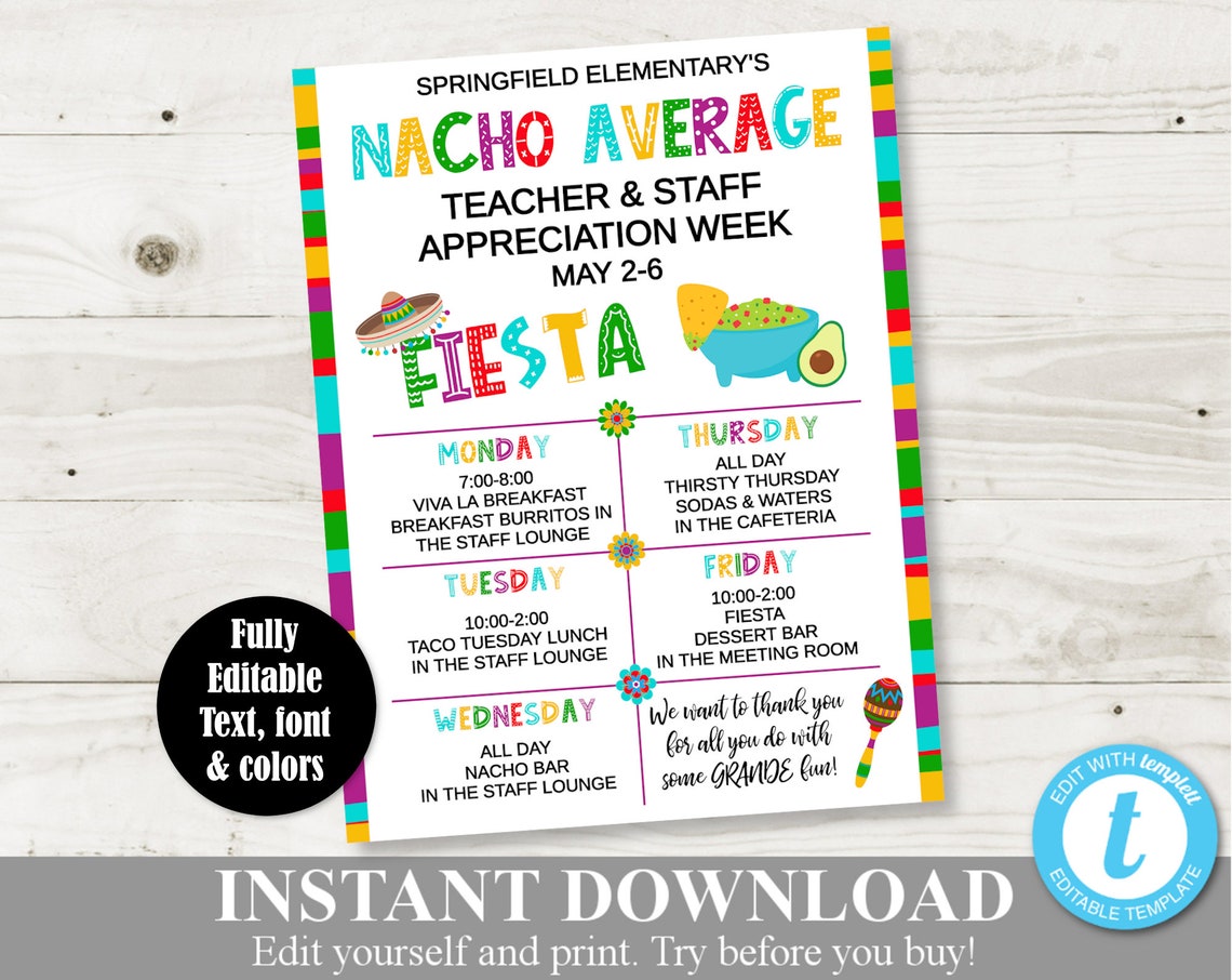 INSTANT DOWNLOAD Editable 8.5x11 Nacho Fiesta Cinco De Mayo - Etsy