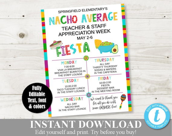 INSTANT DOWNLOAD Editable 8.5x11 Nacho Fiesta Cinco De Mayo - Etsy