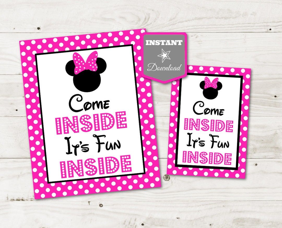 INSTANT DOWNLOAD Hot Pink Mouse 5x7 & 8x10 Come Inside, It's Fun Inside ...