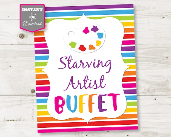 INSTANT DOWNLOAD Printable Art 8x10 Starving Artist Buffet Party Sign ...