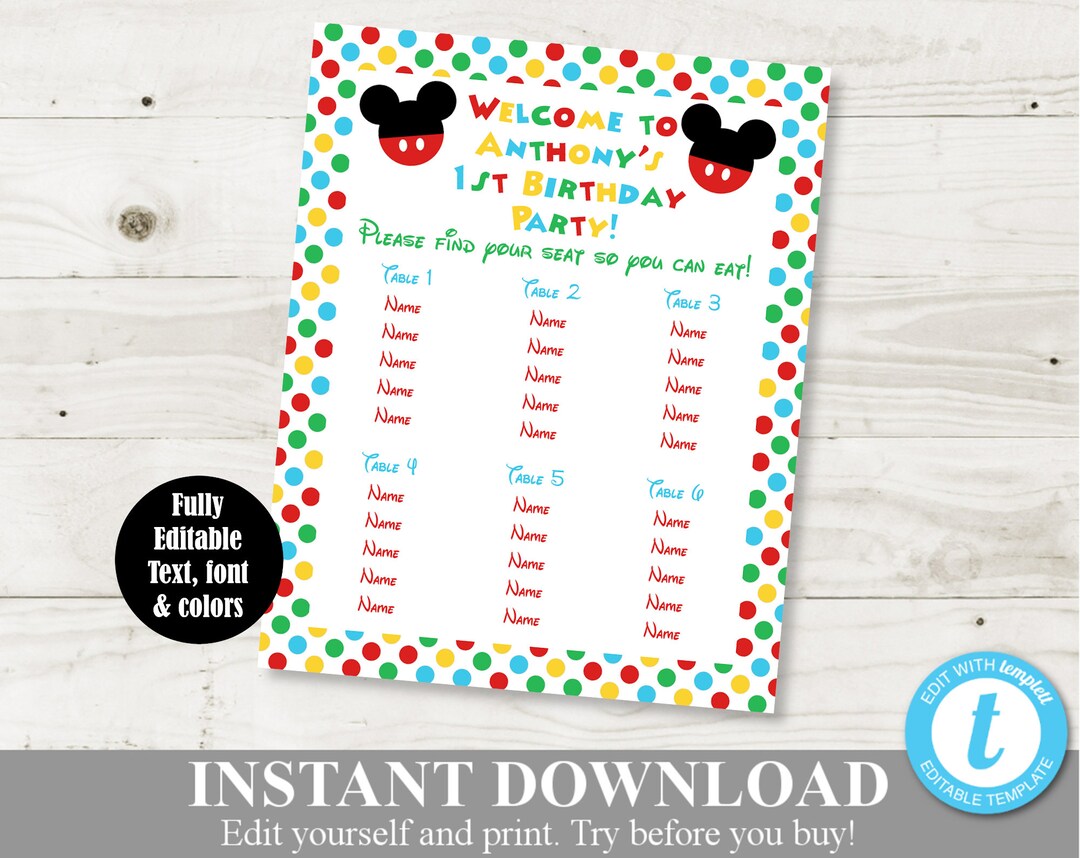 INSTANT DOWNLOAD Mouse Clubhouse Printable 8x10 or 16x20 Editable ...