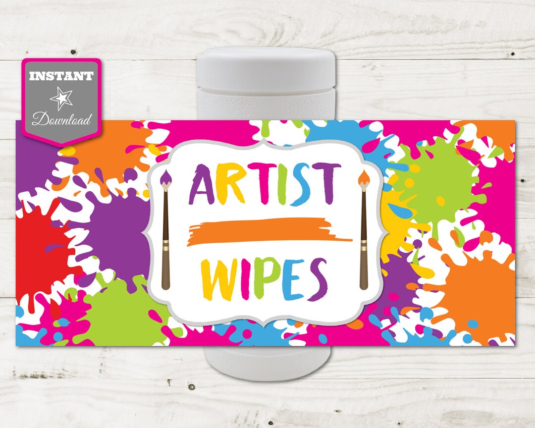 INSTANT DOWNLOAD Printable 11" X 5" Artist Wipes Canister Label ...