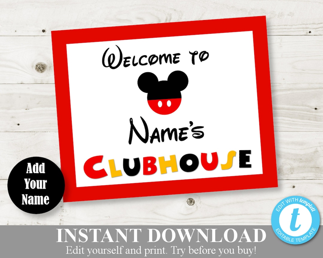 INSTANT DOWNLOAD Editable Mouse 8x10 Welcome Sign / You Type Name ...