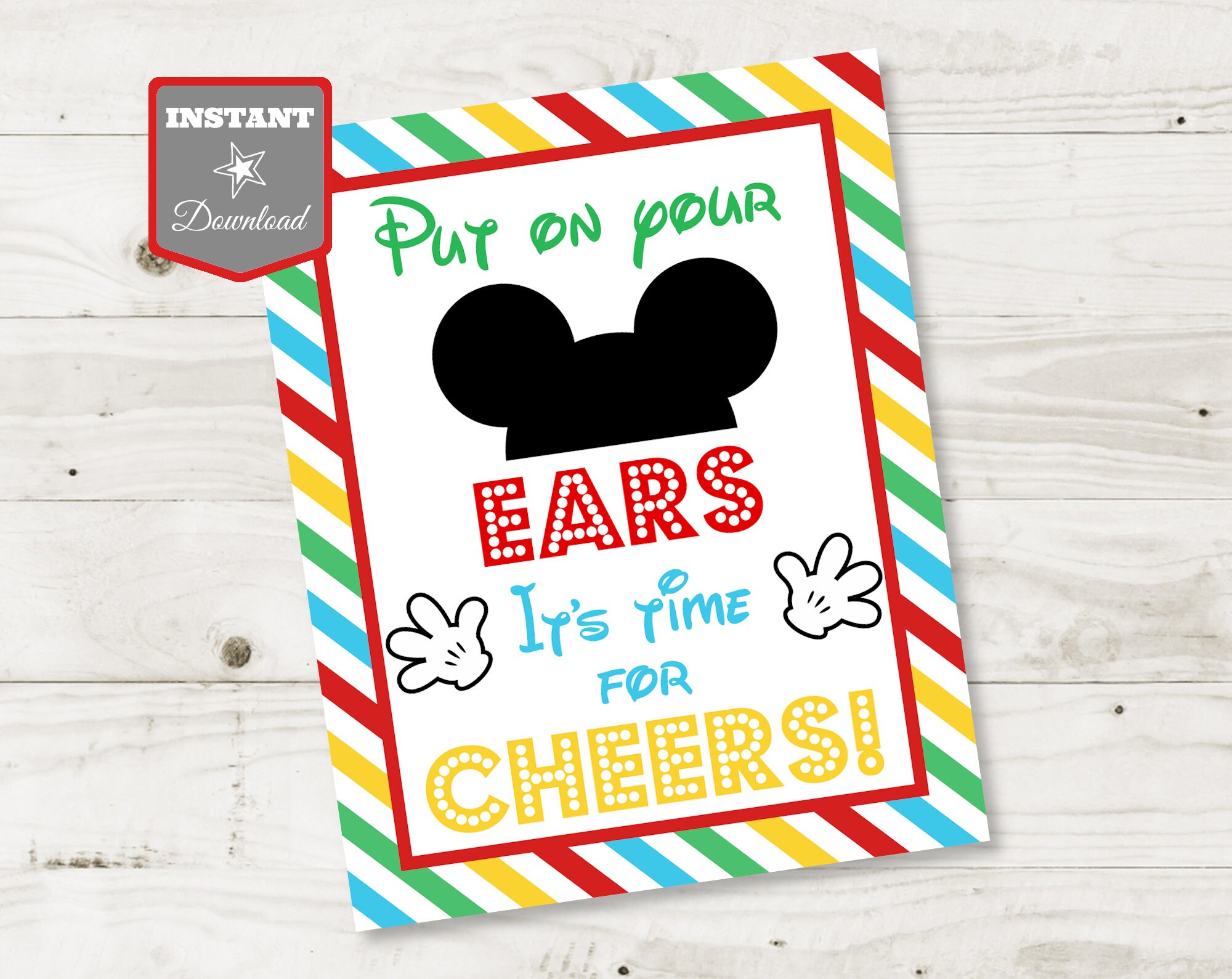 INSTANT DOWNLOAD Printable Mouse 8x10 Put on Your Ears and | Etsy