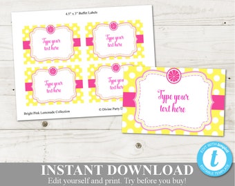 Printable Fancy Labels Pink Lemonade Collection - Etsy