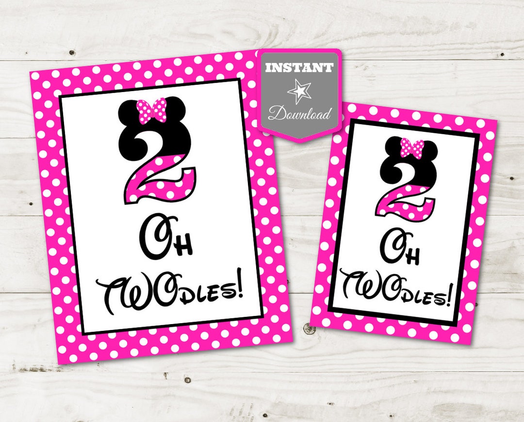 INSTANT DOWNLOAD Hot Pink Mouse Printable 5x7 and 8x10 Oh Twodles Party ...