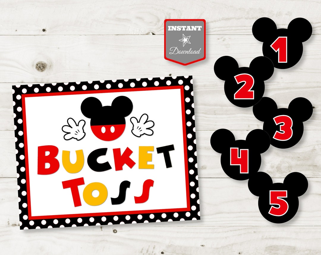 INSTANT DOWNLOAD Classic Mouse 8x10 Bucket Toss Sign and Bucket Labels ...