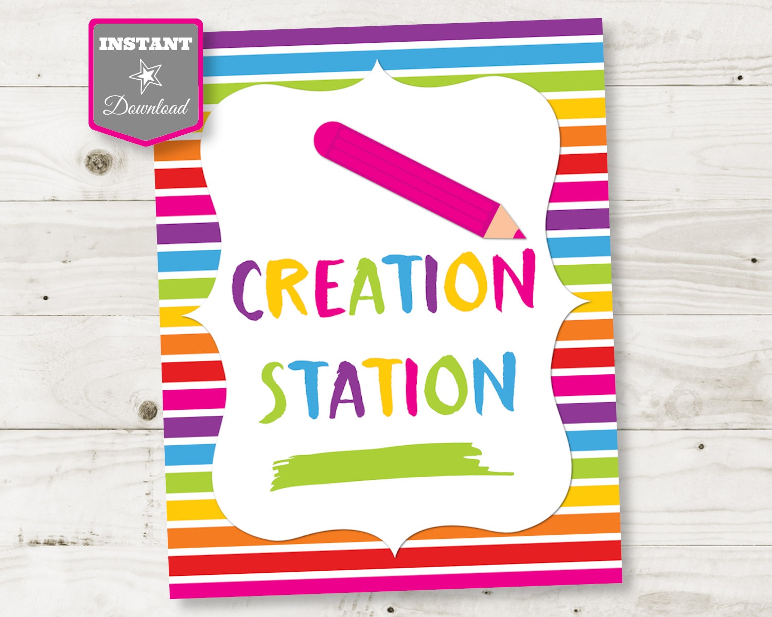 INSTANT DOWNLOAD Printable Art 8x10 Creation Station Party | Etsy