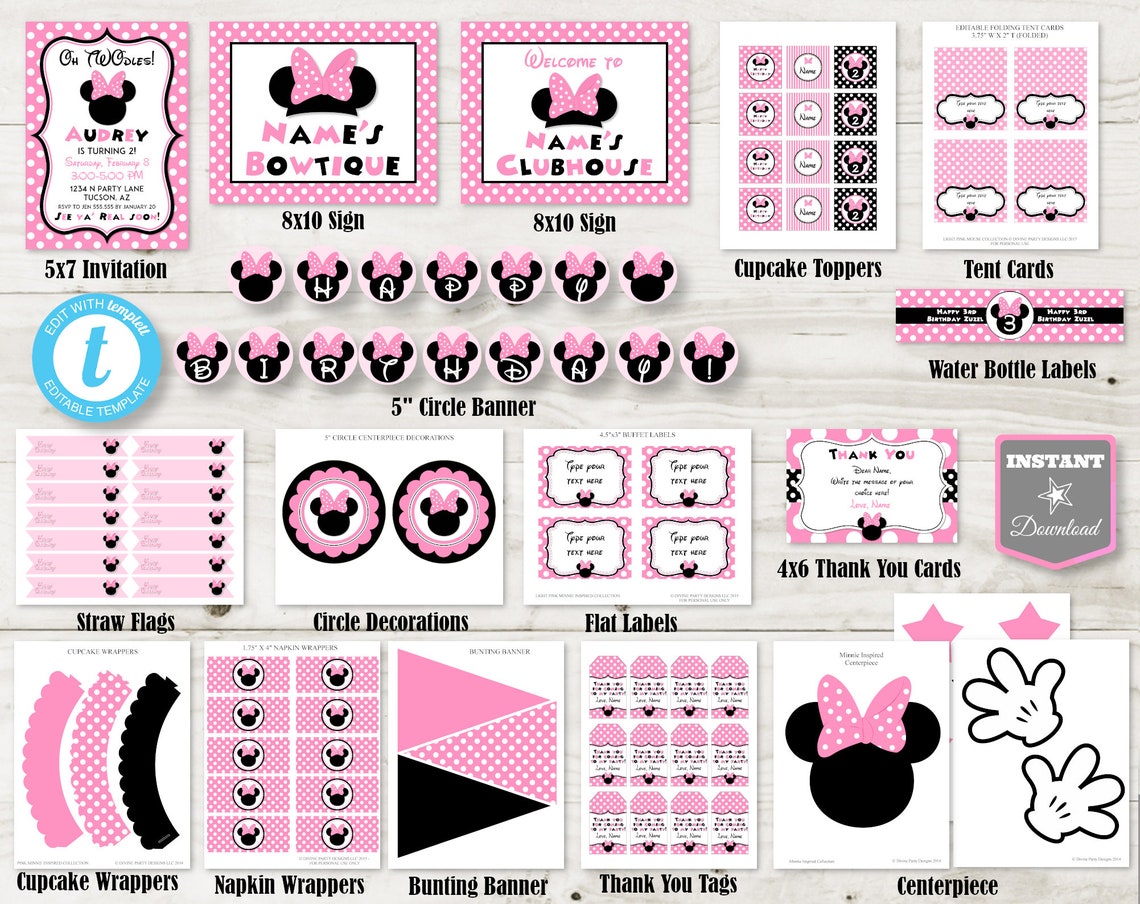 INSTANT DOWNLOAD Printable & Editable Light Pink Mouse - Etsy