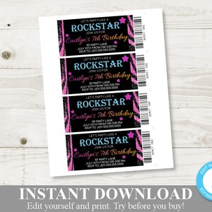 INSTANT DOWNLOAD Rock Star Editable Food Tent or Place Cards ...